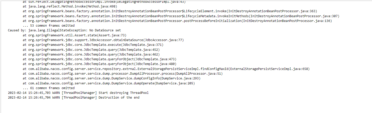 nacos启动报错 Caused by: java.lang.IllegalStateException: No DataSource set 各种方法试了无果..._启动nacos的dos ...